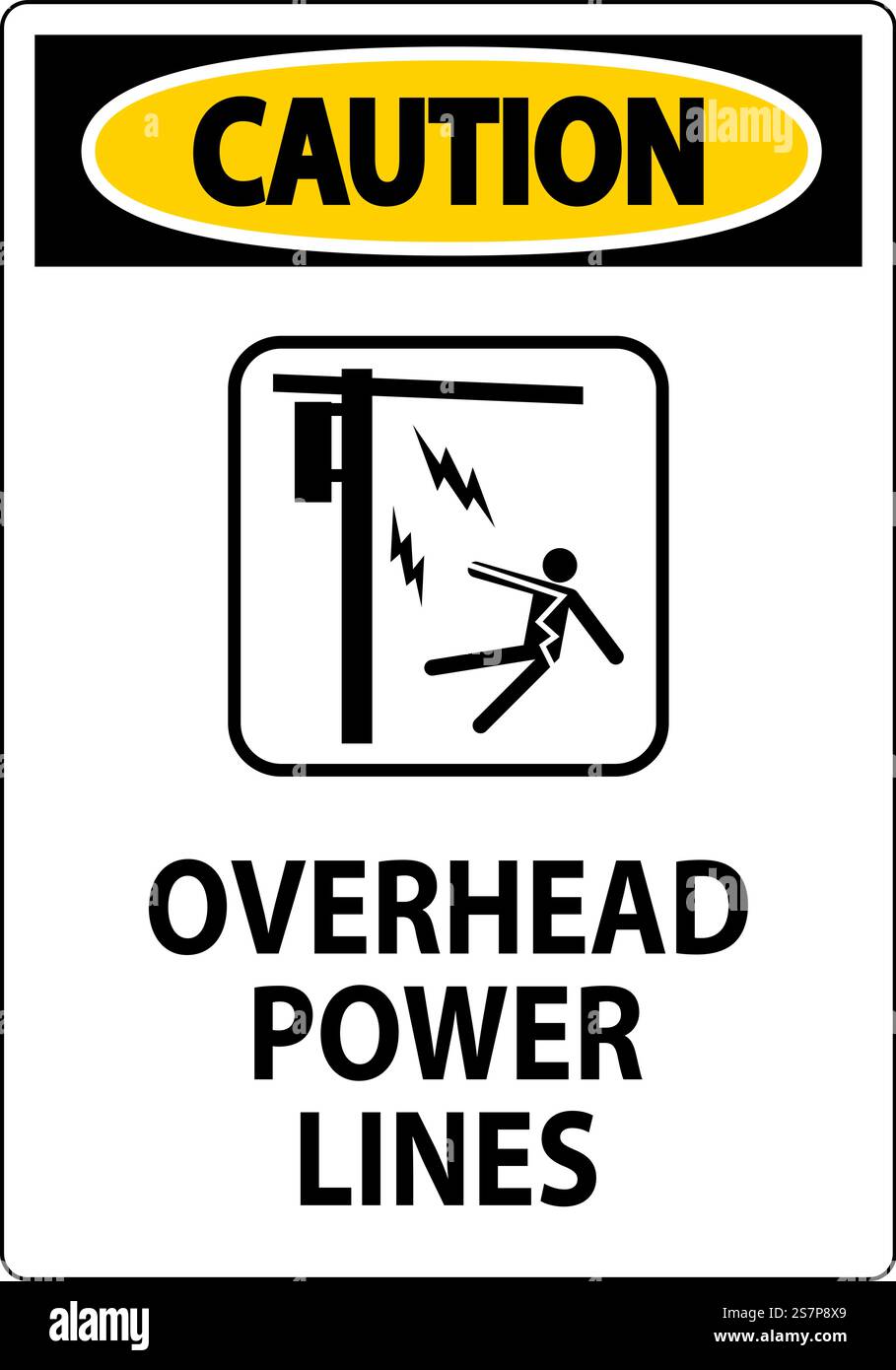 Caution Sign Overhead Power Lines Stock Vector Image & Art - Alamy