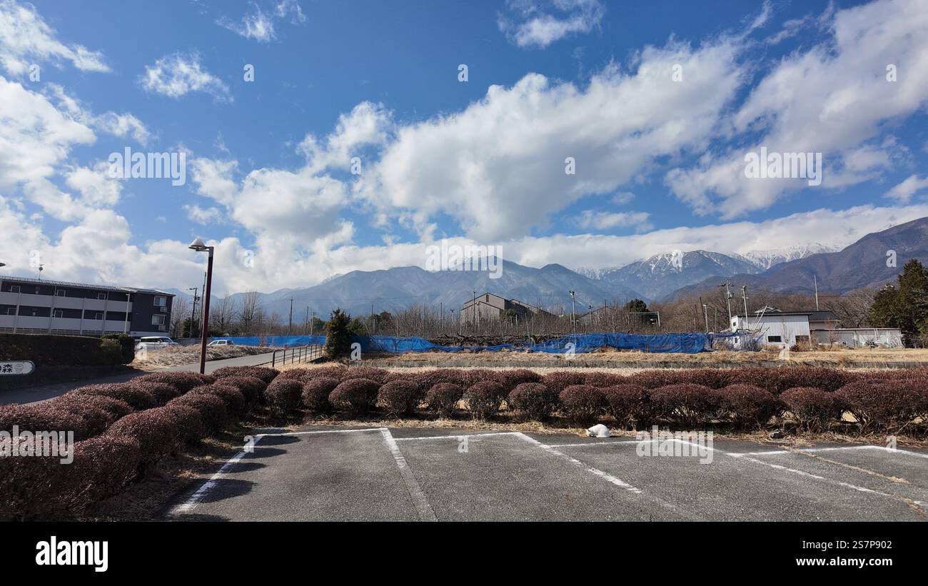 A view of the urban area of Komagane City, Nagano Prefecture, Japan on ...