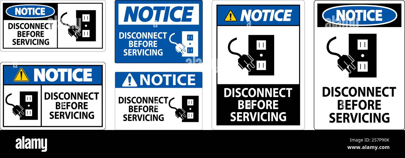 Notice Sign Disconnect Before Servicing Stock Vector Image & Art - Alamy