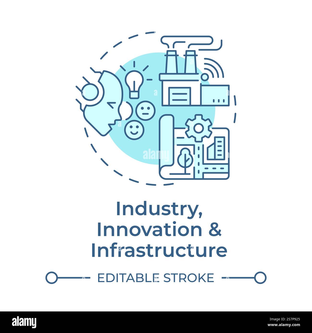 Industry, innovation and infrastructure soft blue concept icon Stock ...