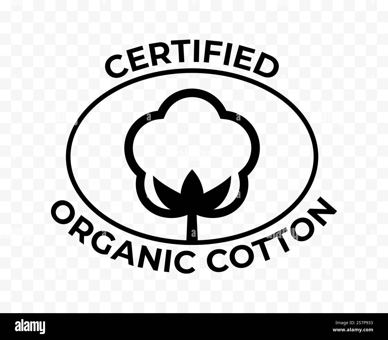 Organic cotton certificate icon, cotton flower for natural eco and bio ...