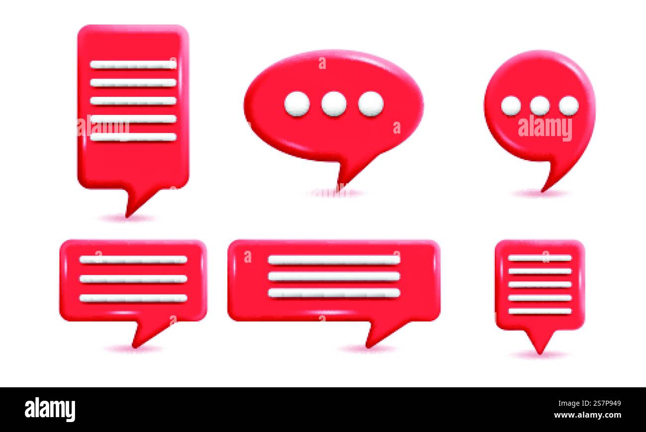 Collection of 3d red speech bubbles chat Stock Vector Image & Art - Alamy
