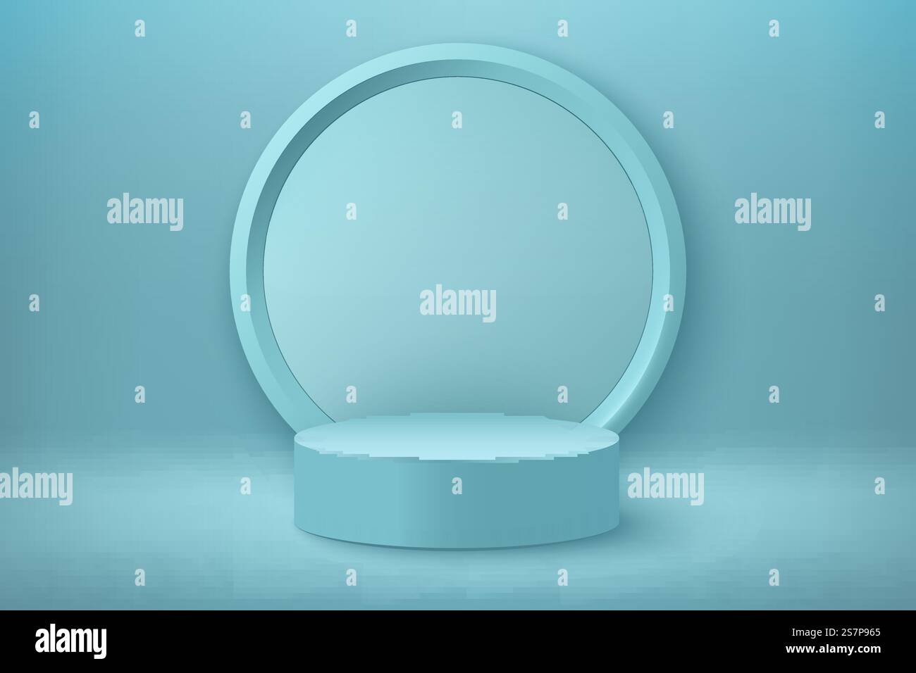 Abstract 3D realistic blue empty round podiums. Minimal scene for ...
