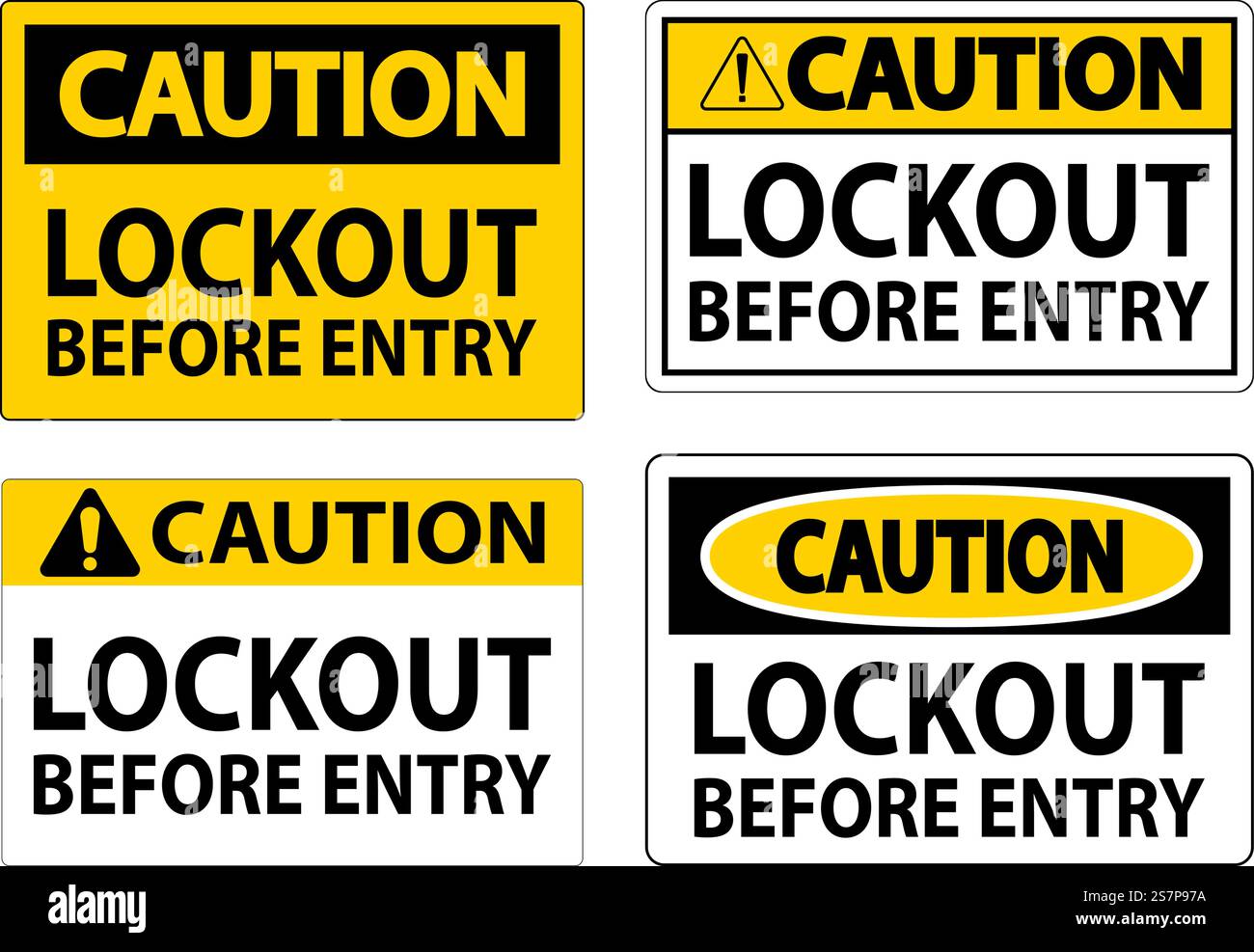 Caution Sign, Lockout Before Entry Stock Vector Image & Art - Alamy