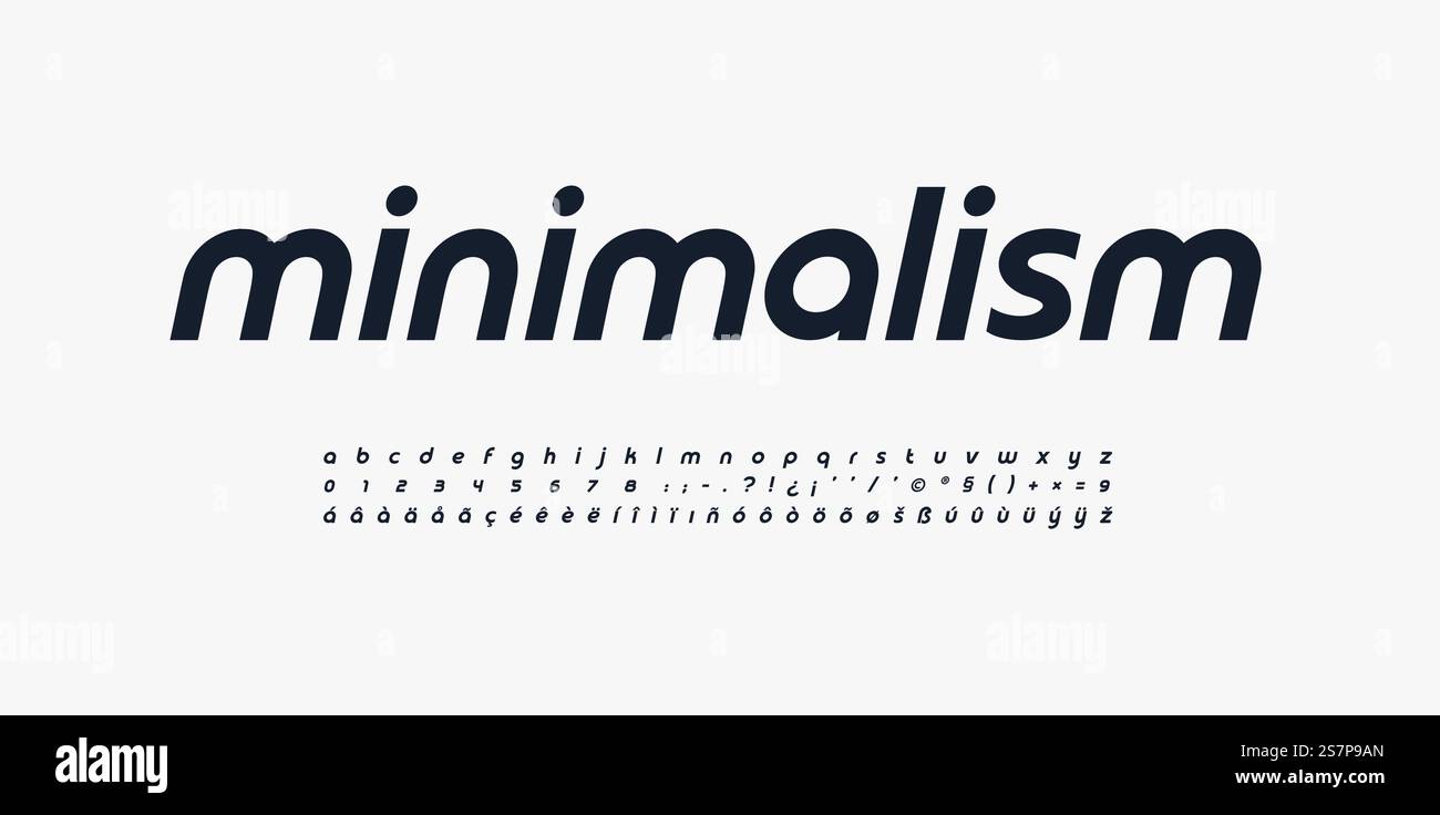 Minimalism sans serif font, sleek typeset, calm style rounded alphabet ...