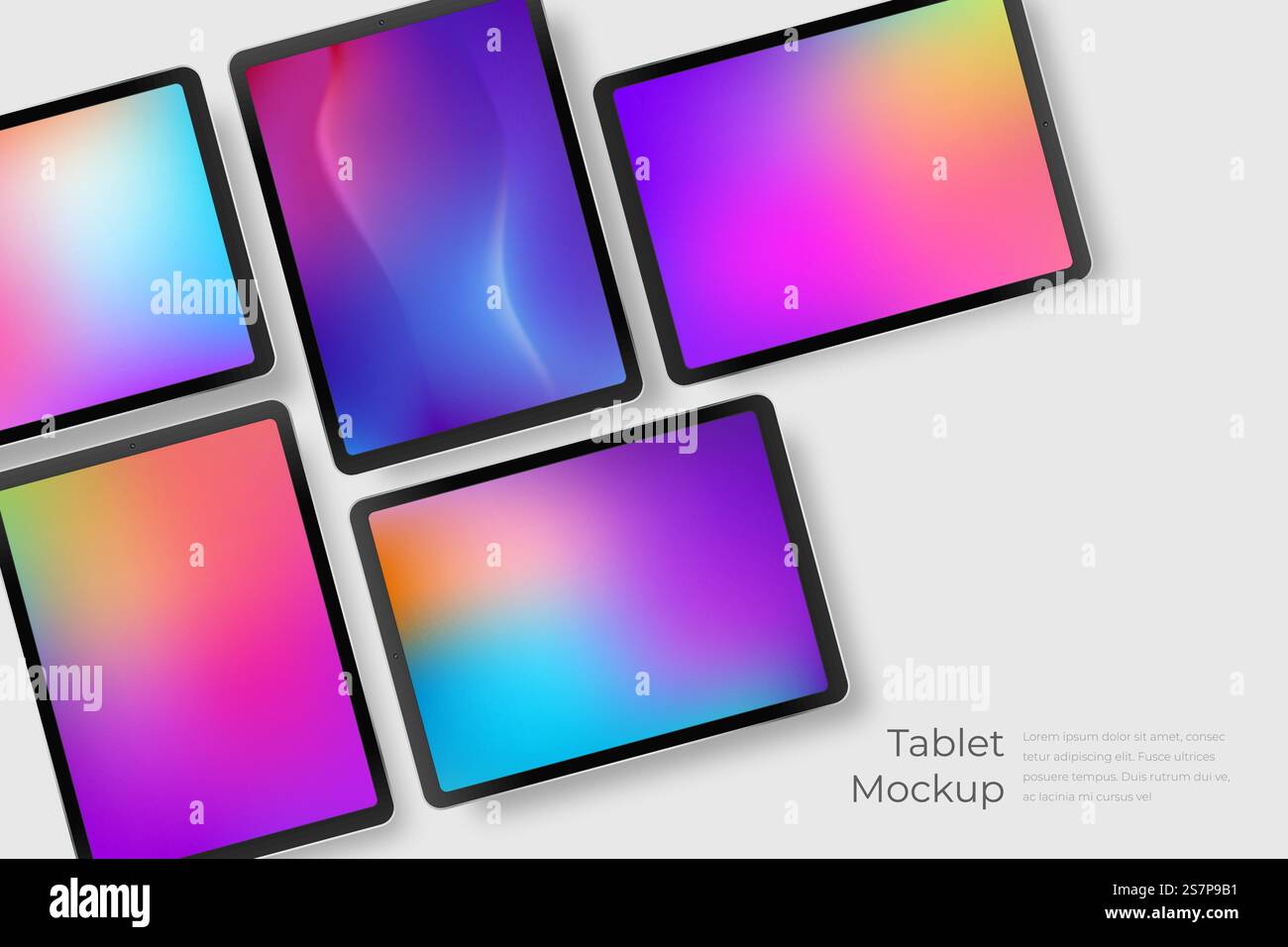 Realistic black tablets with colourful screens. Tablet mockup ...