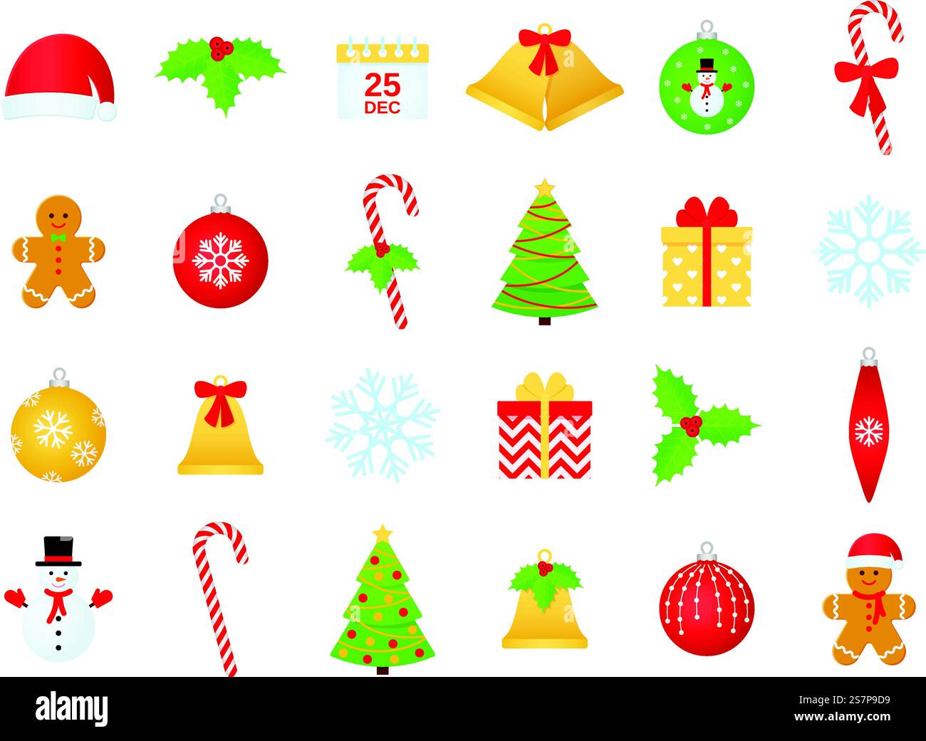 Christmas icons. Winter set. Christmas decorations in flat design ...