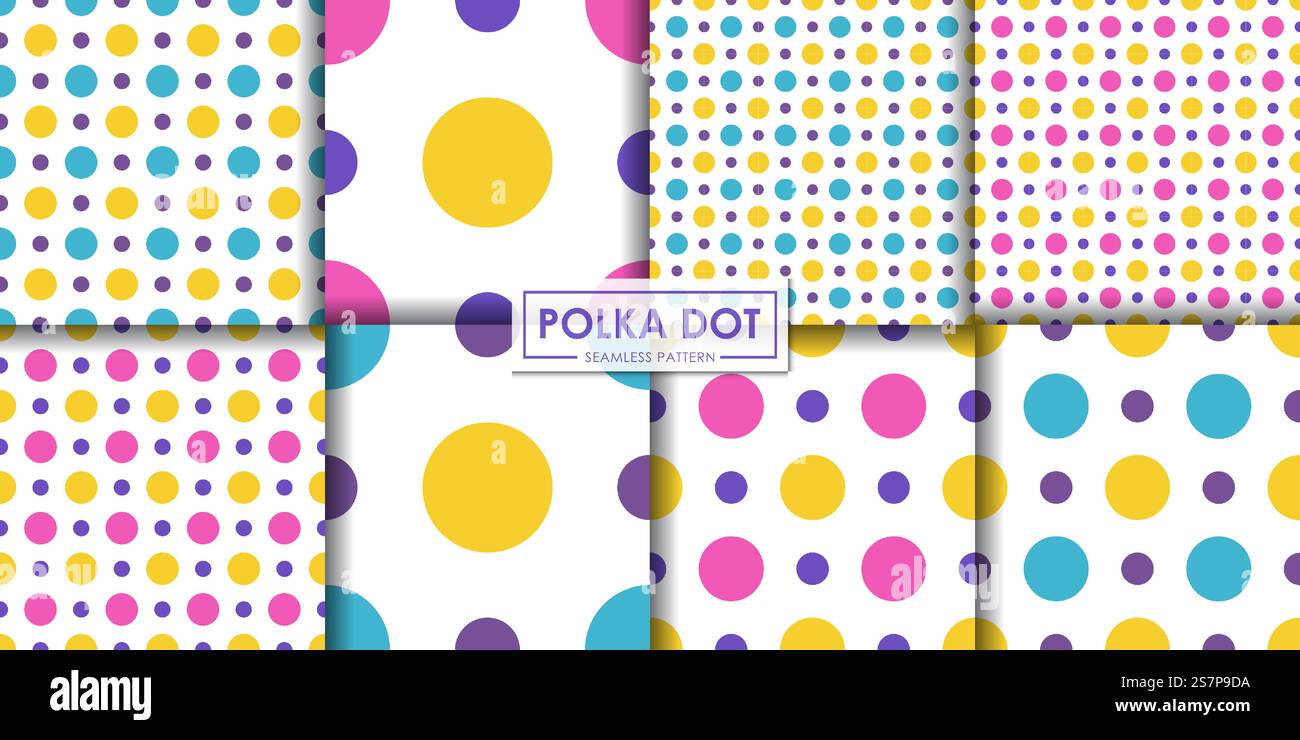 Colorful polka dot seamless pattern set, Abstract background ...