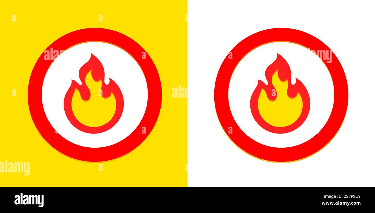 Fire flame burn, vector sign symbol. Burning fire flame icon outline ...