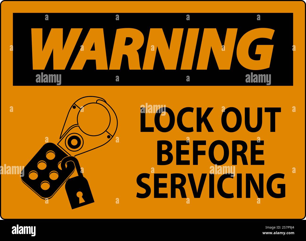 Warning Sign, Lock Out Before Servicing Stock Vector Image & Art - Alamy
