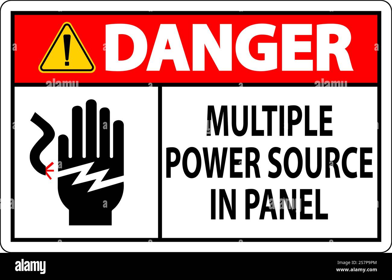 Danger Sign Multiple Power Source In Panel Stock Vector Image & Art - Alamy