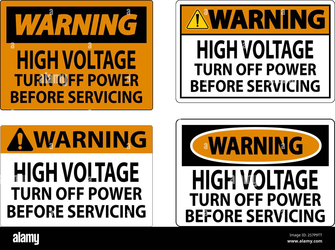 Warning Sign High Voltage Turn Off Power Before Servicing Stock Vector ...