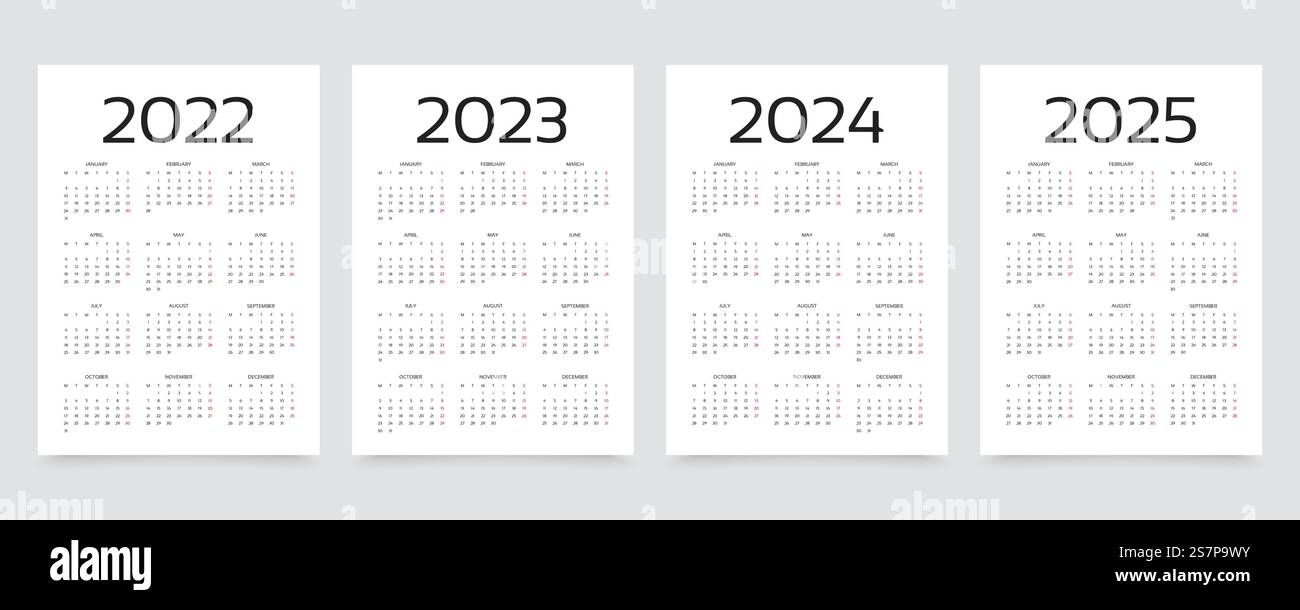 2023, 2024, 2025 years calendar. Week starts Monday. Simple calender ...