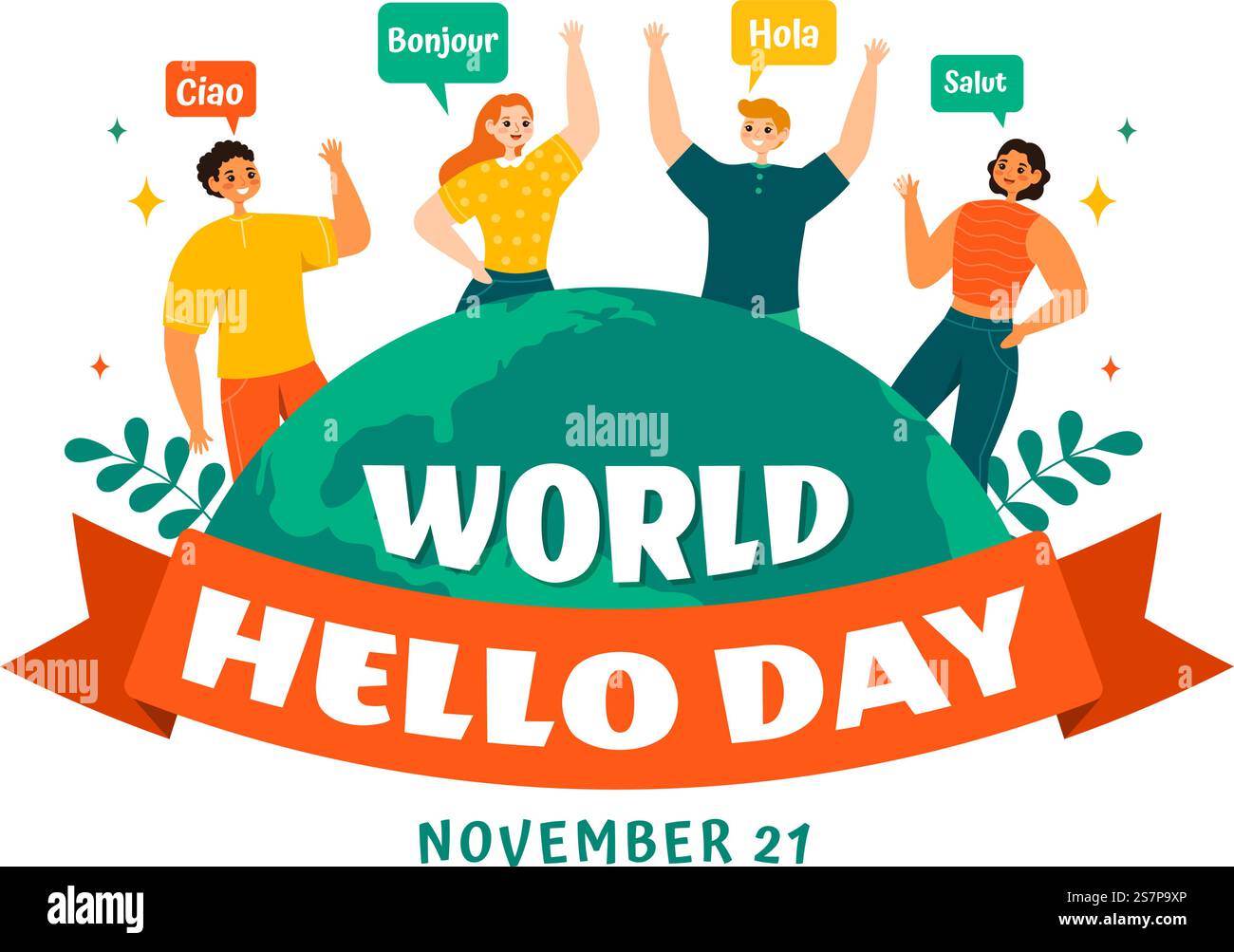 World Hello Day Vector Illustration on November 21 of Speech Bubbles ...