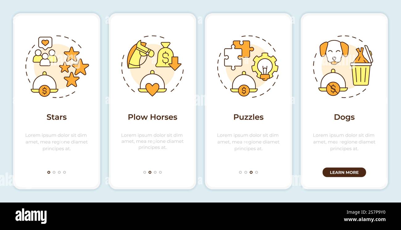 Menu engineering matrix onboarding mobile app screen Stock Vector Image ...