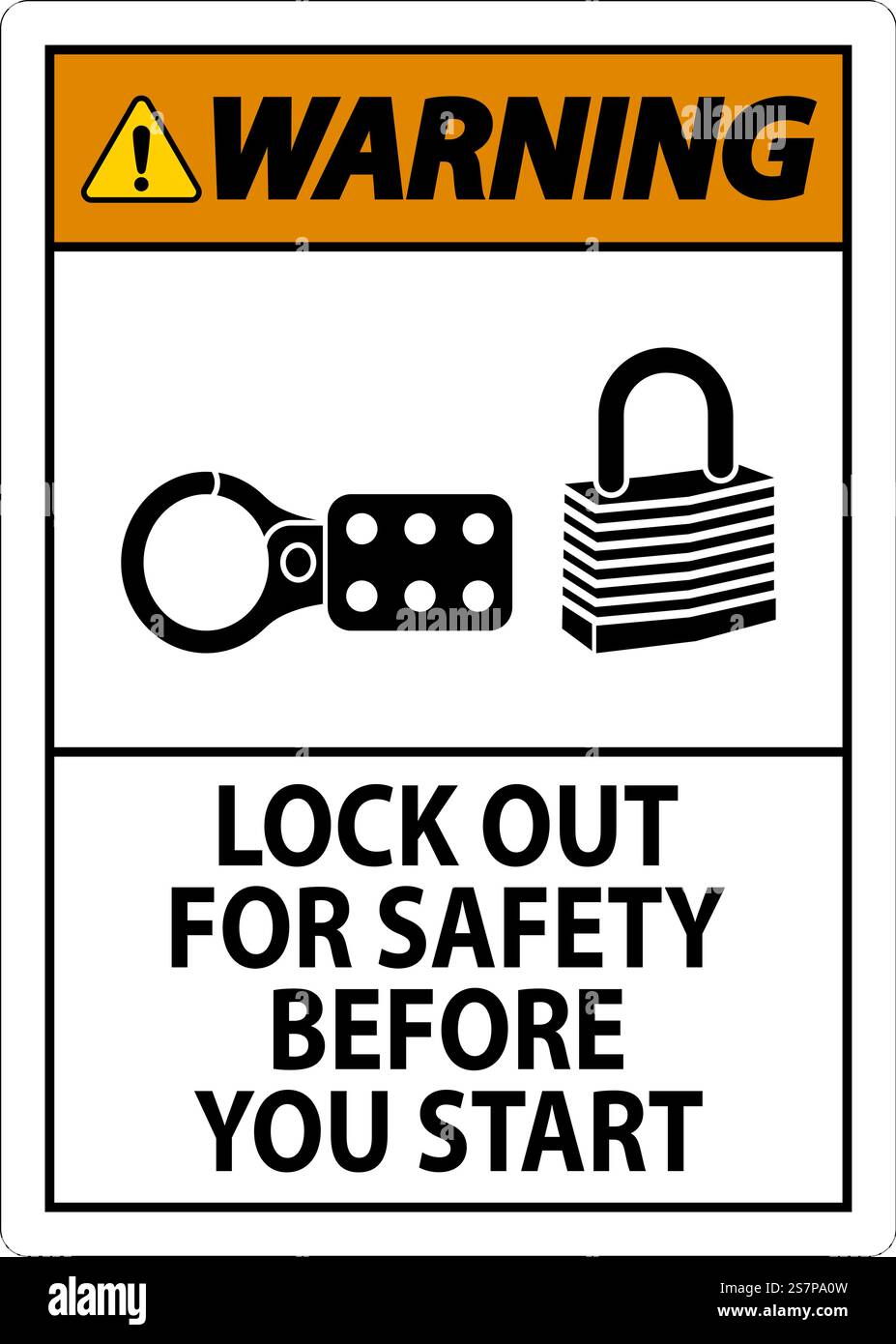 Warning Sign, Lock Out For Safety Before You Start Stock Vector Image ...