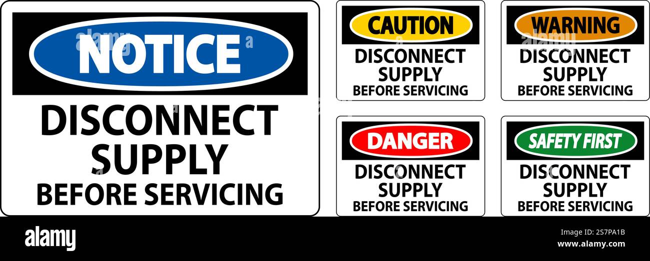 Warning Sign Disconnect Supply Before Servicing Sign Stock Vector Image ...
