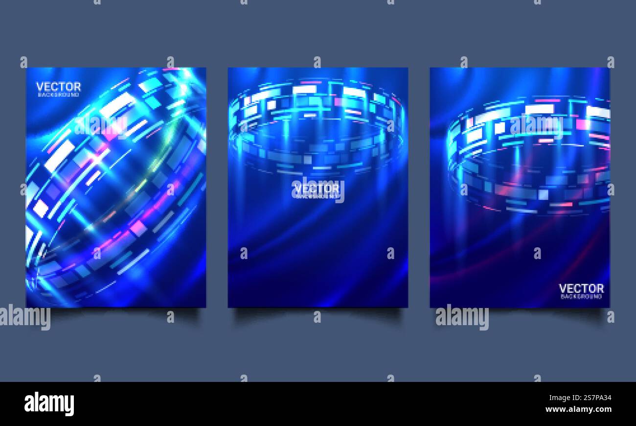 Vector template for brochure or cover with hi-tech elements background ...