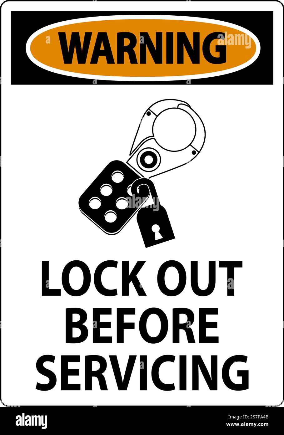 Warning Sign, Lock Out Before Servicing Stock Vector Image & Art - Alamy