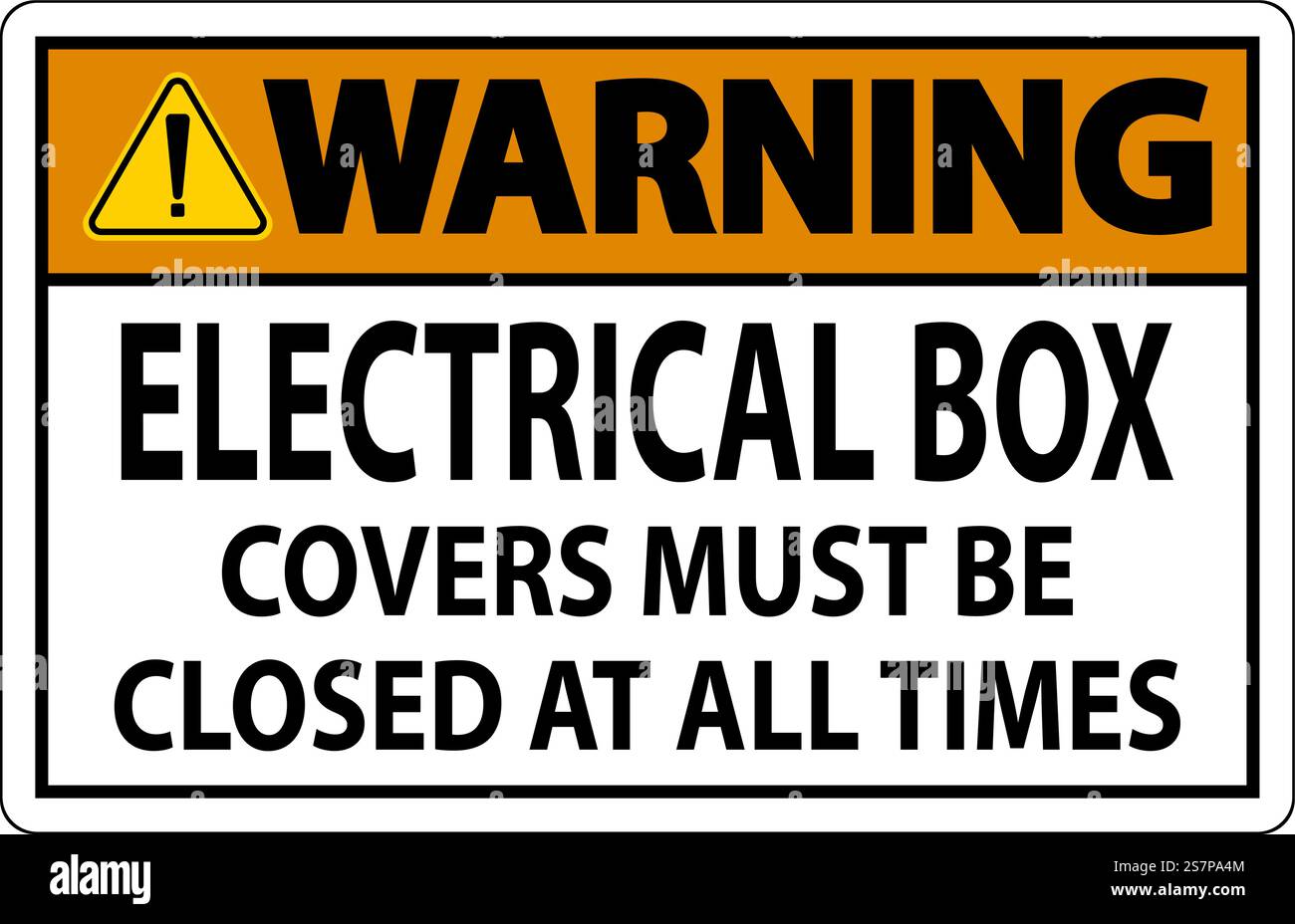 Warning Sign Electrical Box Covers Must Be Closed At All Times Stock ...