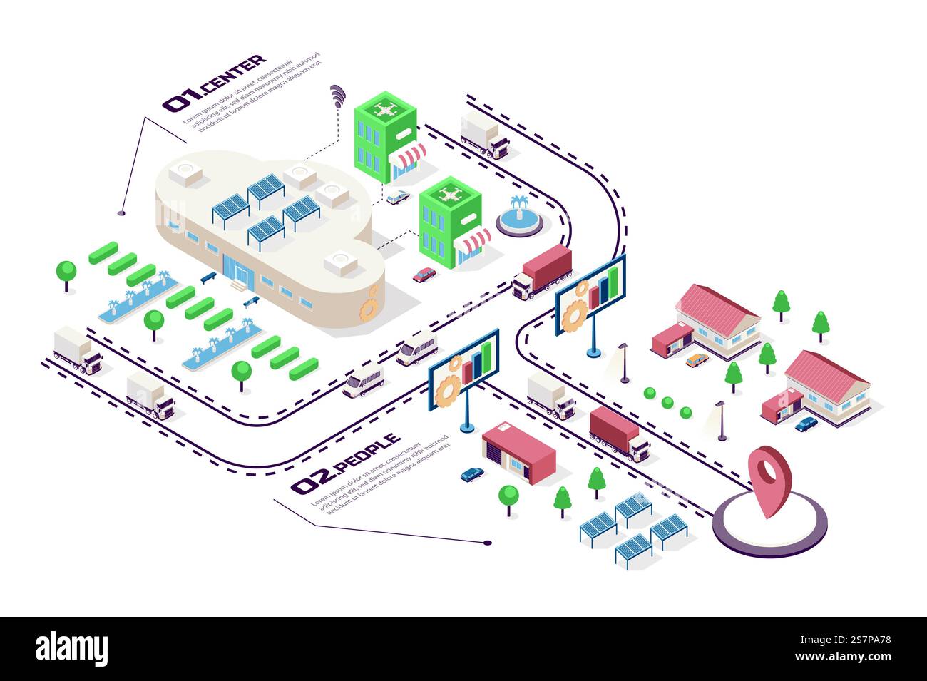 Cloud data center concept 3d isometric web infographic workflow process ...