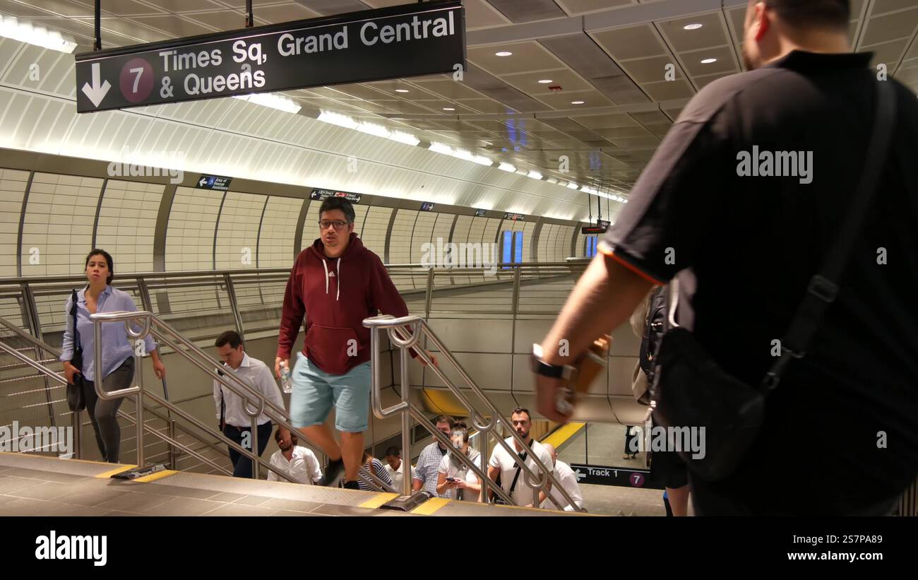 New York City, United States - 1 Sept 2023: Hudson Yards subway station ...