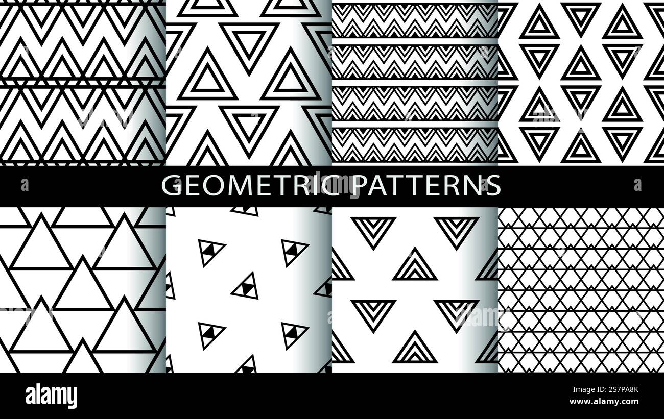 A set of seamless geometric patterns.Vector illustration Stock Vector ...