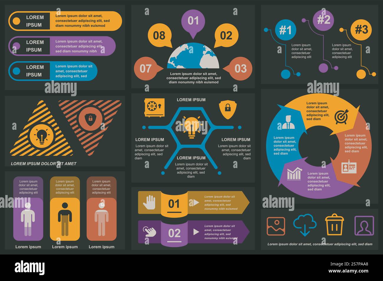 Set of infographic elements data visualization vector design template. Can be used for steps ...