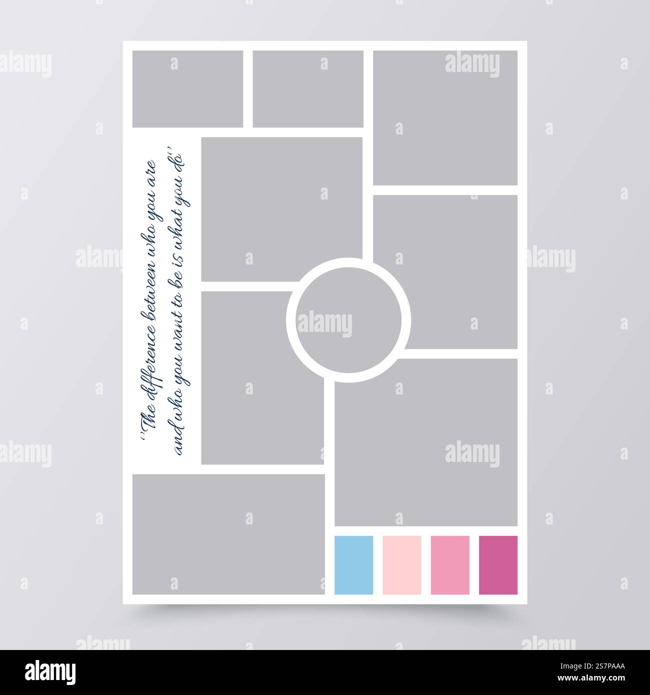 Photo collage template. Moodboard layout. Mosaic pictures grid. Mood ...