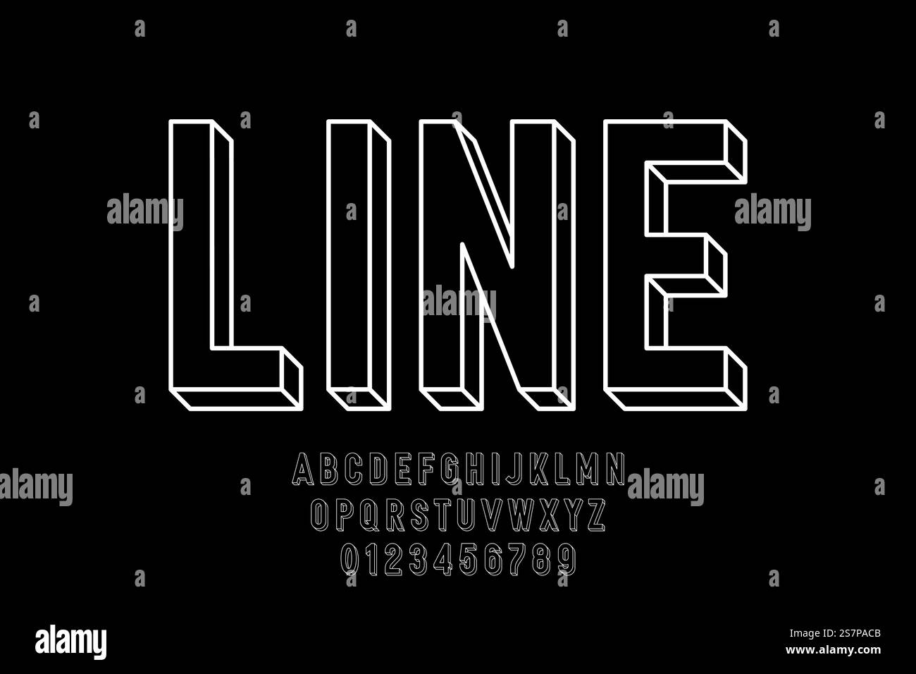 Creative modern 3D linear style typeface vector. Unique line art font ...