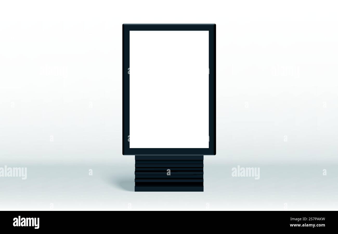 Blank vertical billboard, black frame with empty space for editing in ...