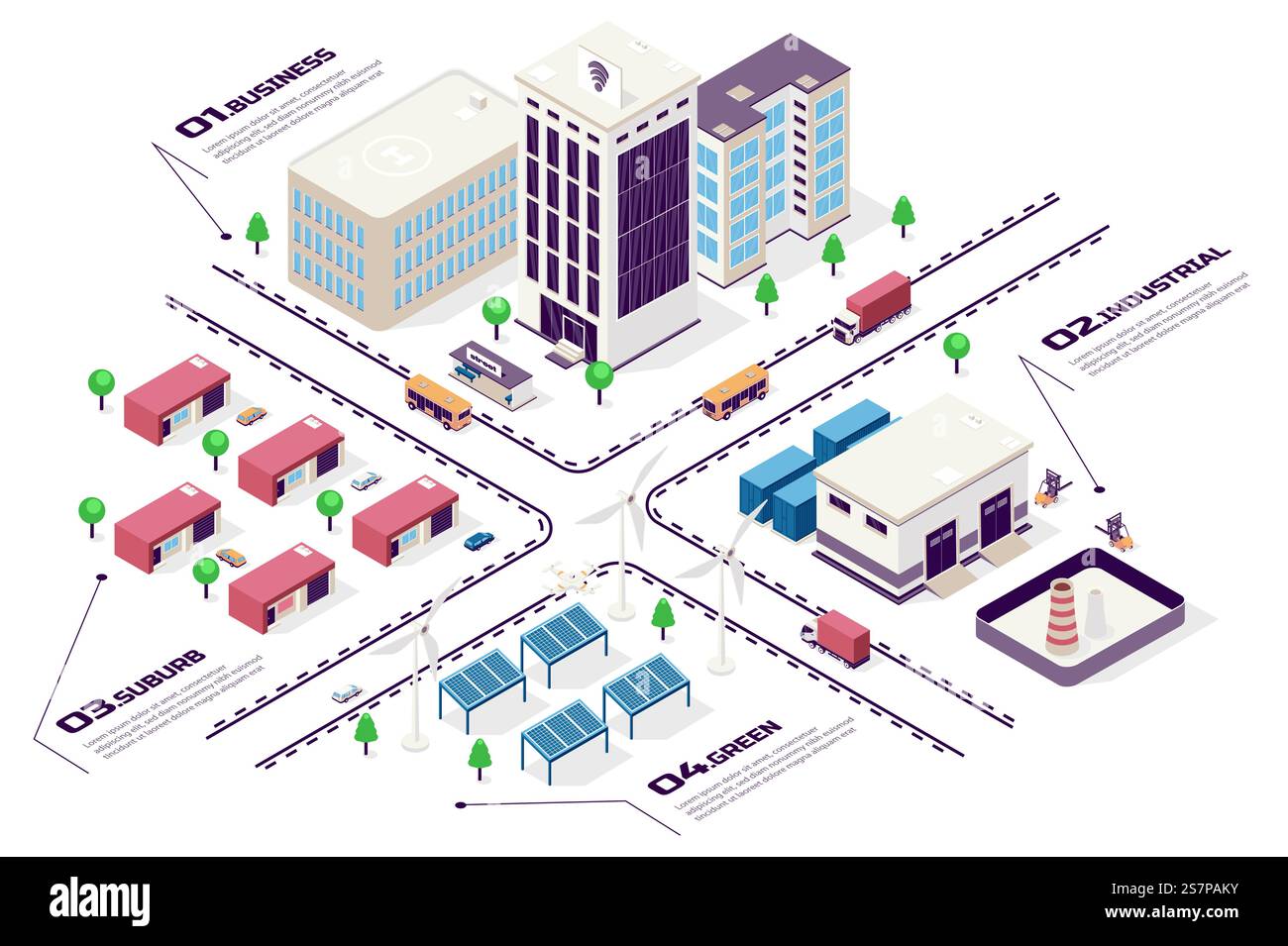 Smart city concept 3d isometric web infographic workflow process ...