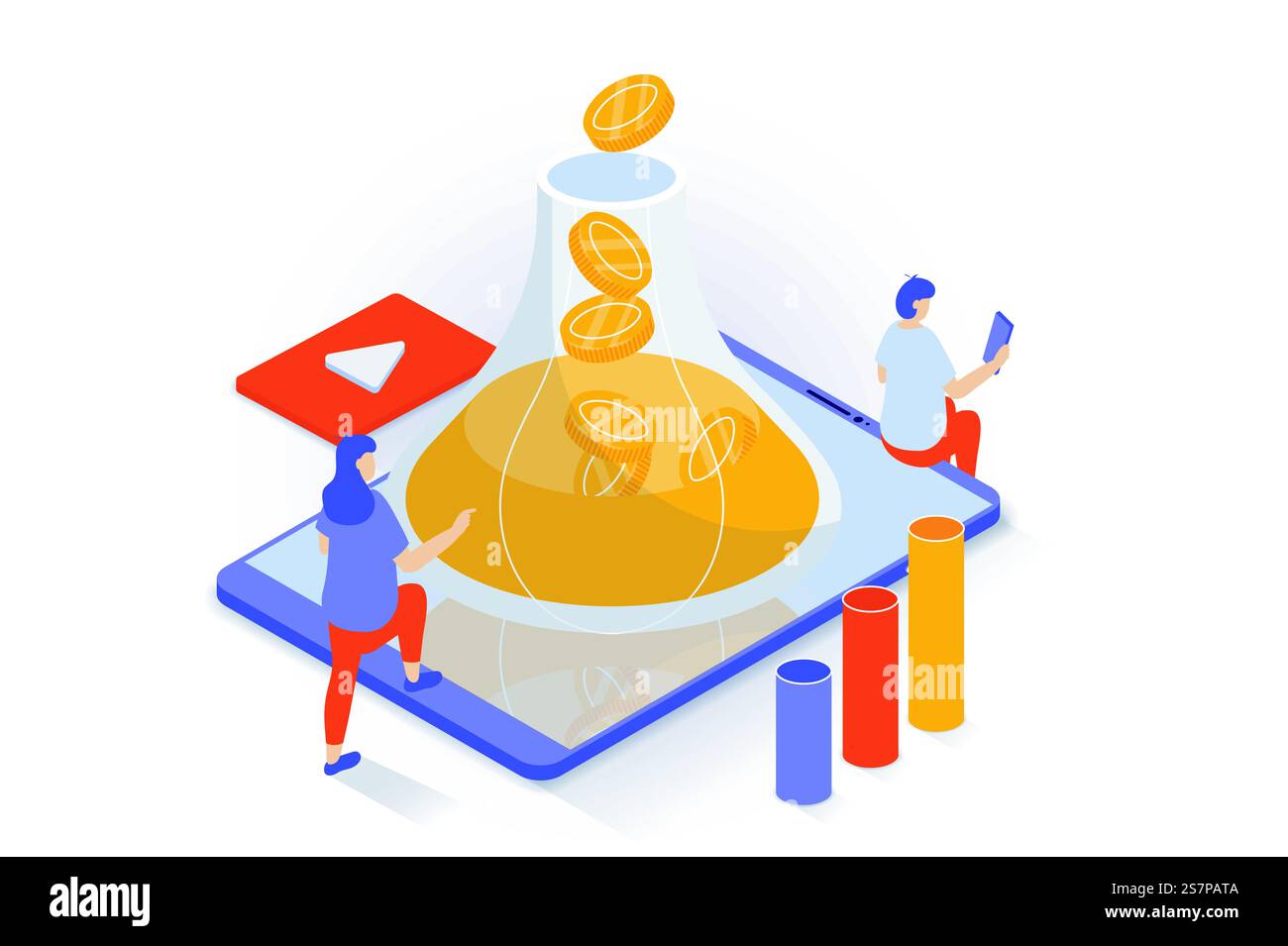 Business and marketing concept in 3d isometric design. People creating ...