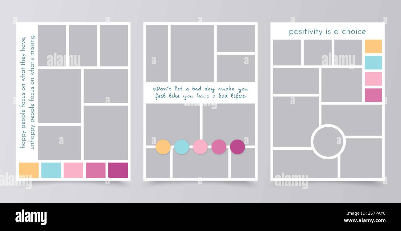 Moodboard grid. Collage layouts. Mood board background. Set ...