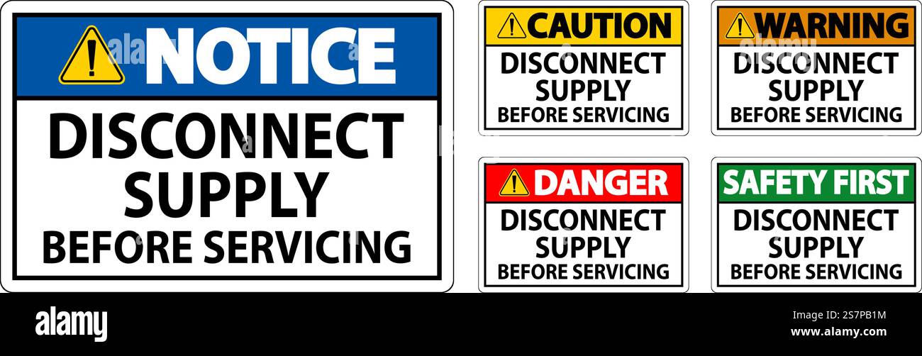 Warning Sign Disconnect Supply Before Servicing Sign Stock Vector Image ...