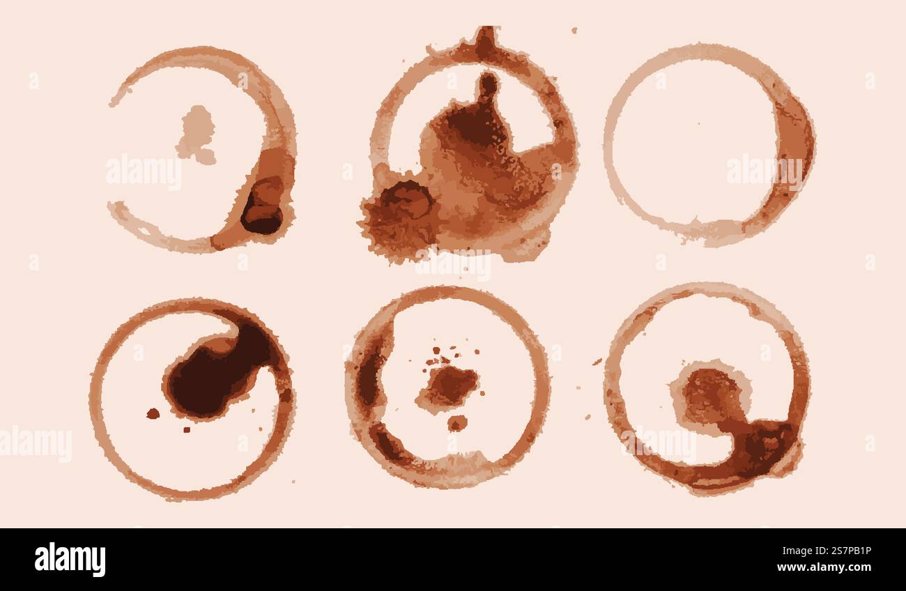 set of realistic coffee stain Stock Vector Image & Art - Alamy