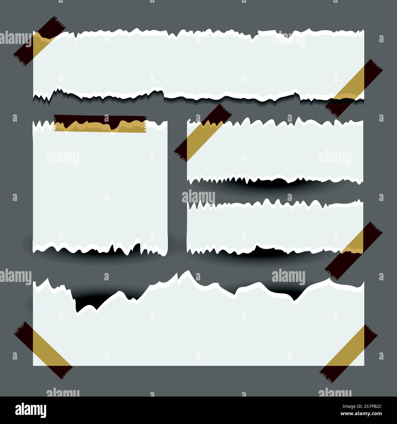 a collection of ripped paper taped on flat background Stock Vector ...