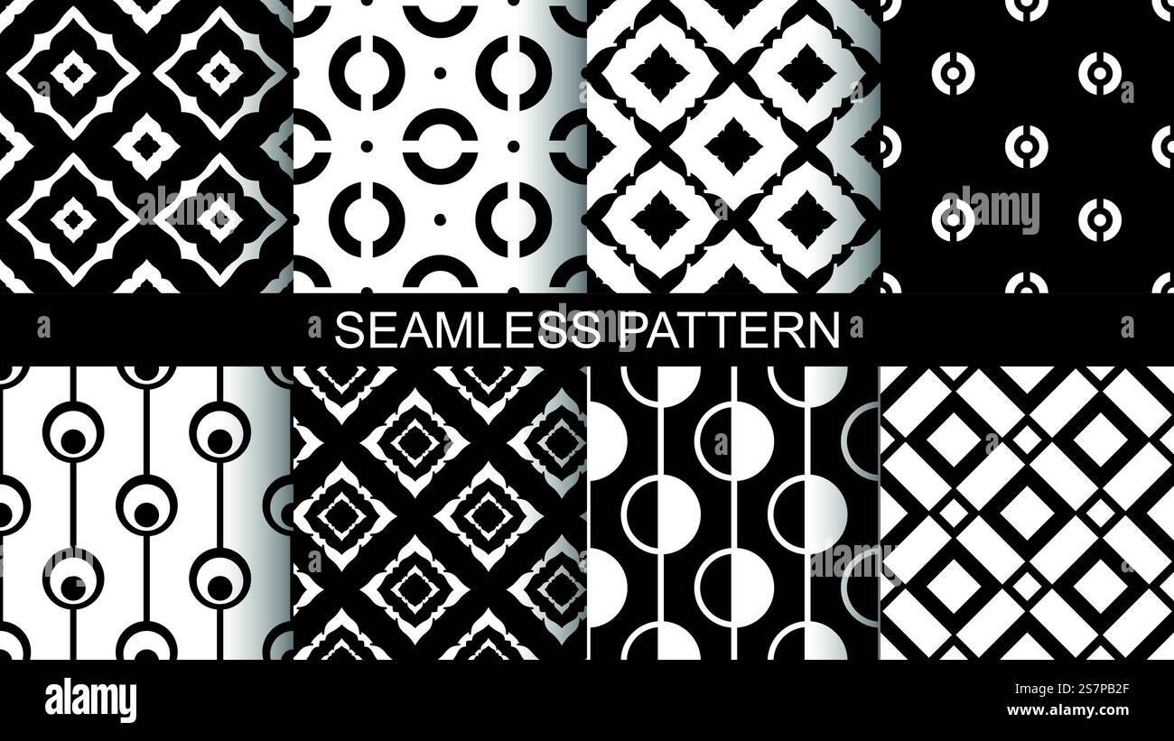 A set of seamless geometric patterns.Vector illustration Stock Vector ...