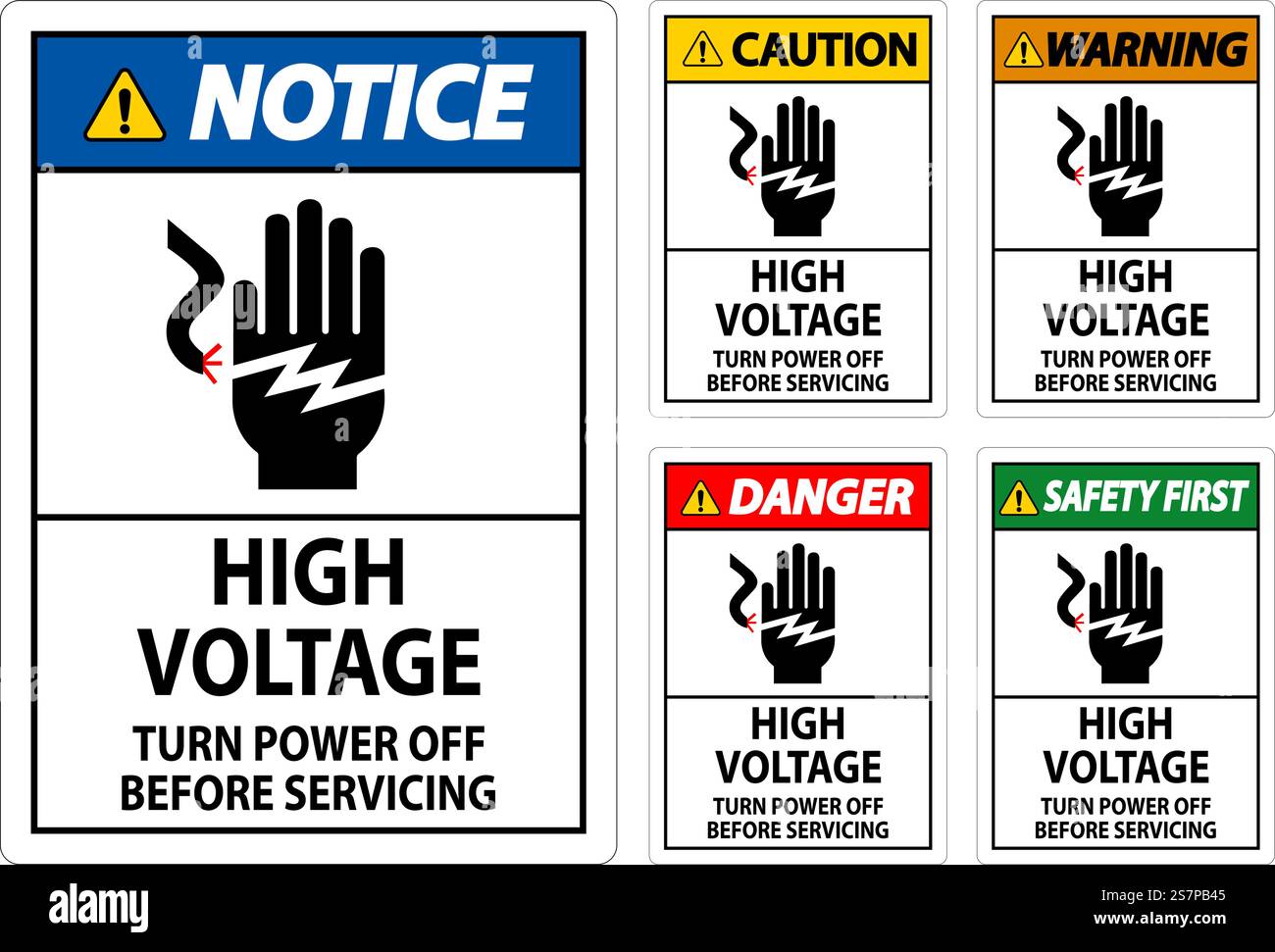 Danger Sign High Voltage - Turn Power Off Before Servicing Stock Vector ...