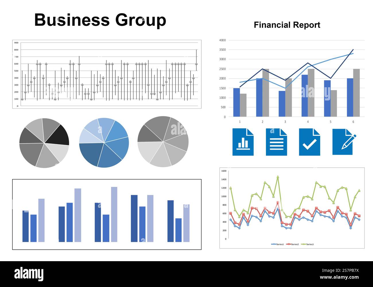 set of business report for product and financial with graph and table ...