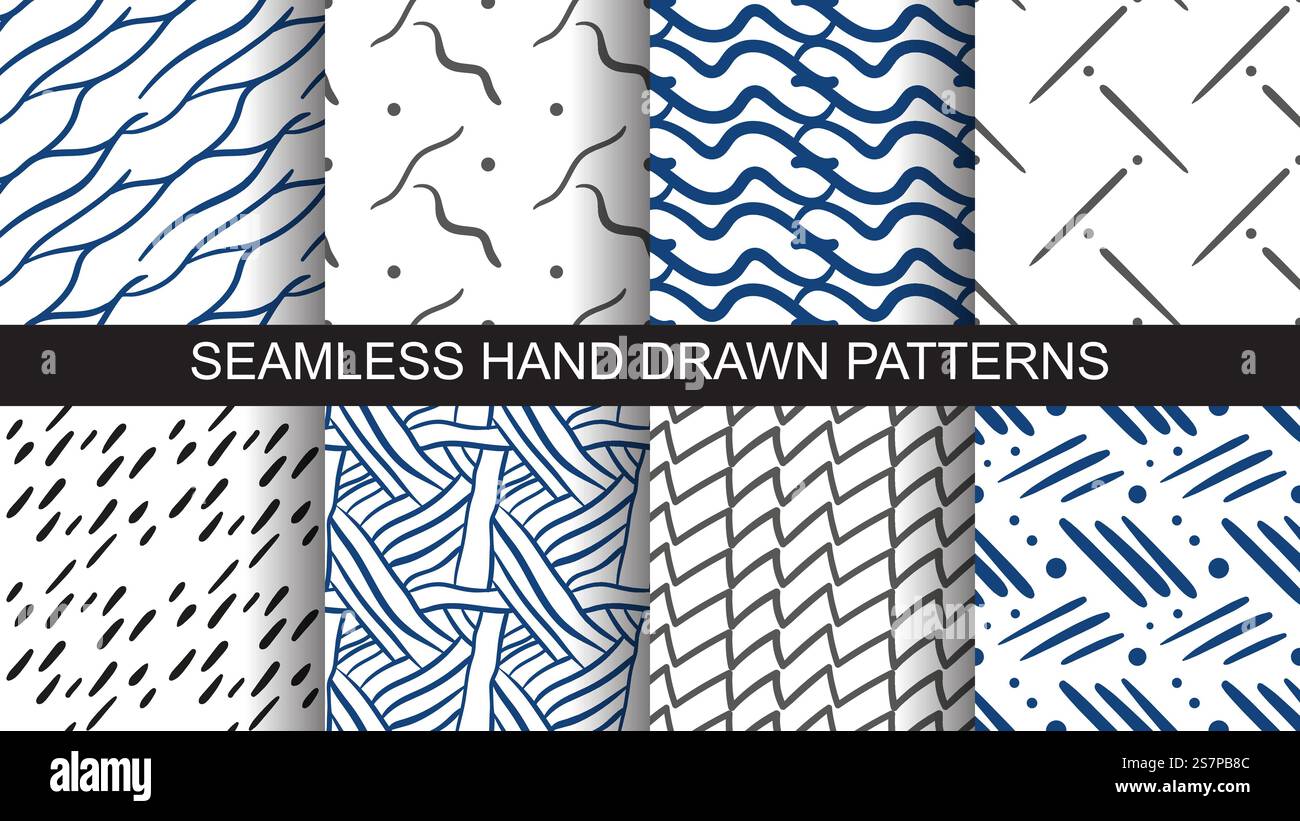 A set of abstract patterns.Hand drawn vector illustration Stock Vector ...