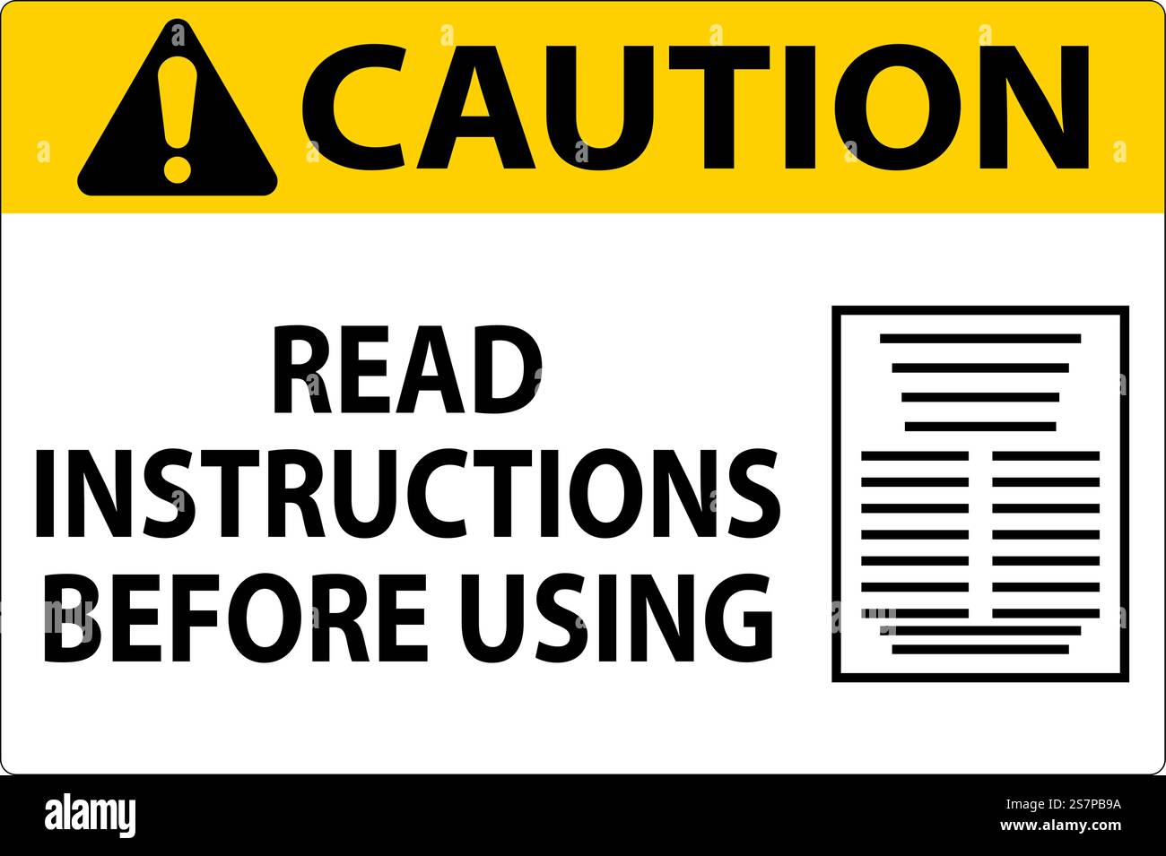 Caution Machine Sign Read Instructions Before Using Stock Vector Image ...