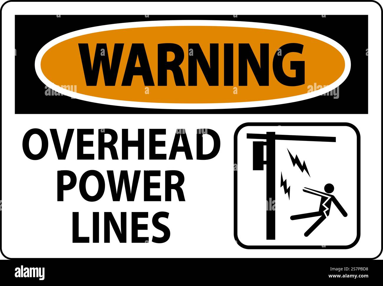 Warning Sign Overhead Power Lines Stock Vector Image & Art - Alamy