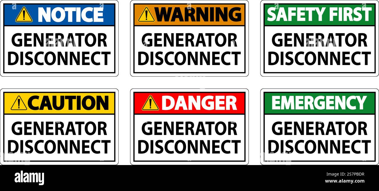 Emergency Sign Generator Disconnect Stock Vector Image & Art - Alamy