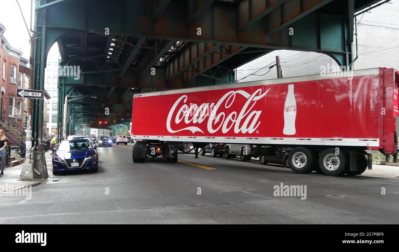 New York City, United States - 13 Sept 2023: Coca-cola truck, elevated ...