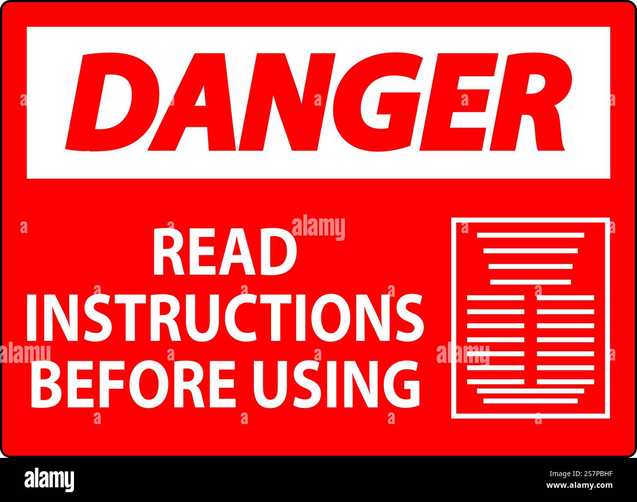 Danger Machine Sign Read Instructions Before Using Stock Vector Image ...