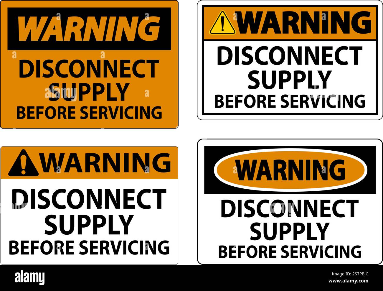Warning Sign Disconnect Supply Before Servicing Sign Stock Vector Image ...