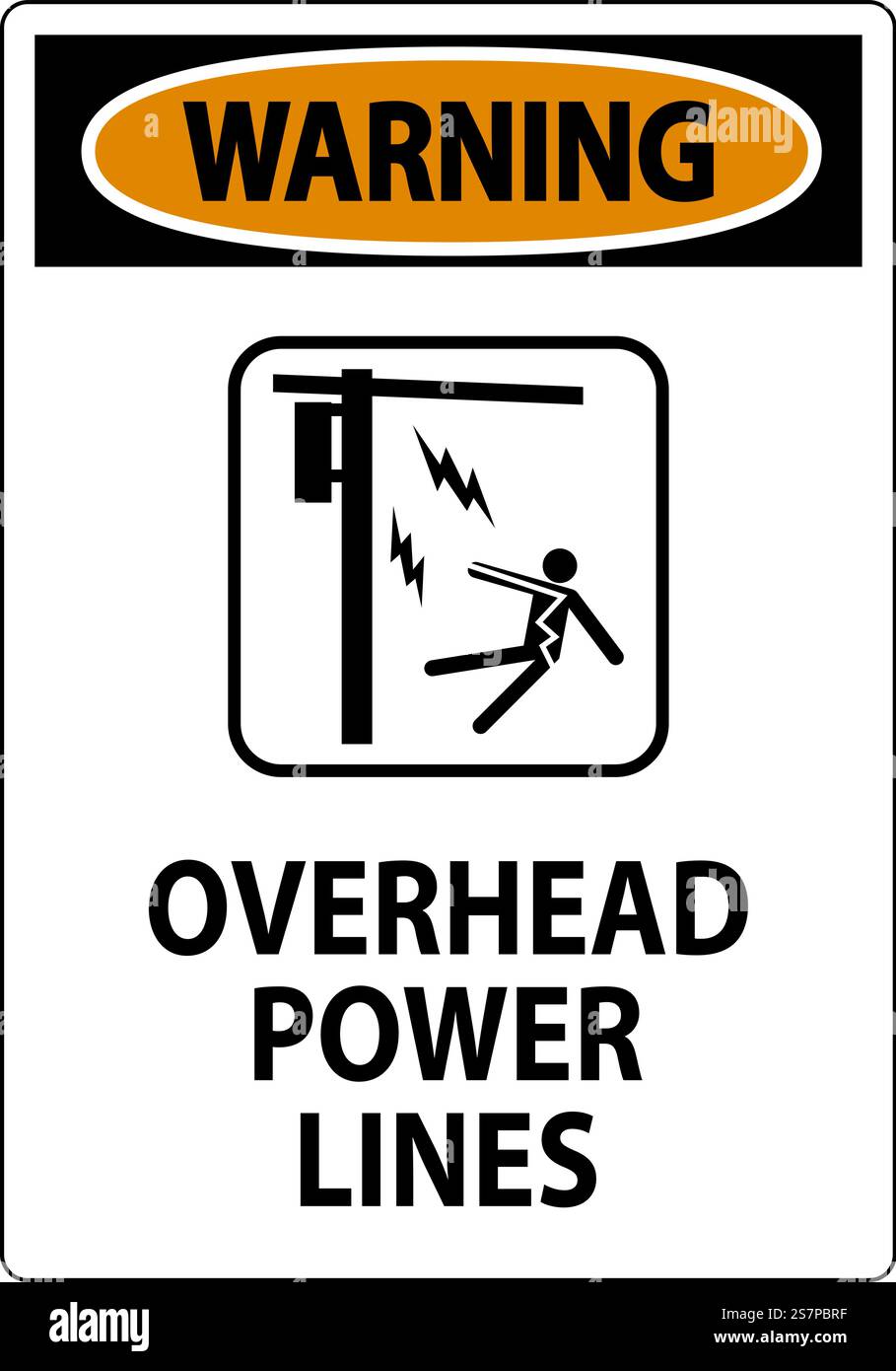 Warning Sign Overhead Power Lines Stock Vector Image & Art - Alamy