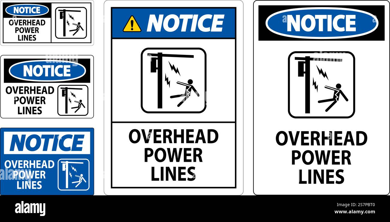 Notice Sign Overhead Power Lines Stock Vector Image & Art - Alamy