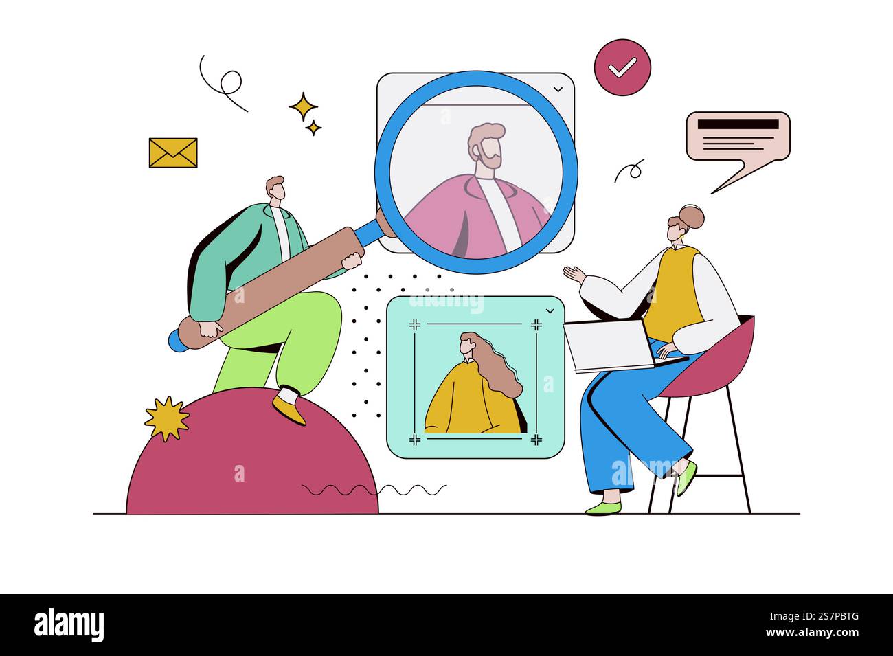 HR process concept with character situation in flat design. Man and ...